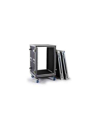 flight case 16U Rack antishock en madera contrachapada revestida.